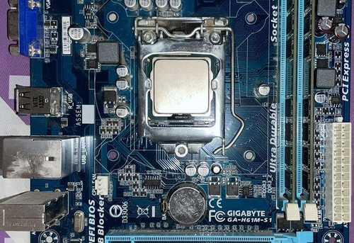 Материнская плата GA-H61M-S1 + Intel core i5-3470
