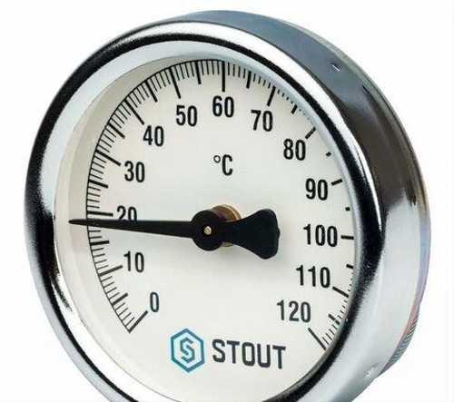 Термометр биметаллический накл. Stout 63мм, 120С
