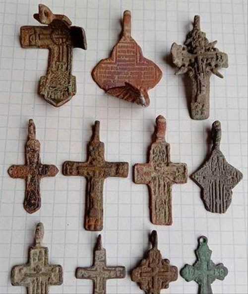 Кресты нательные крестики тельные бронза 18-19 век