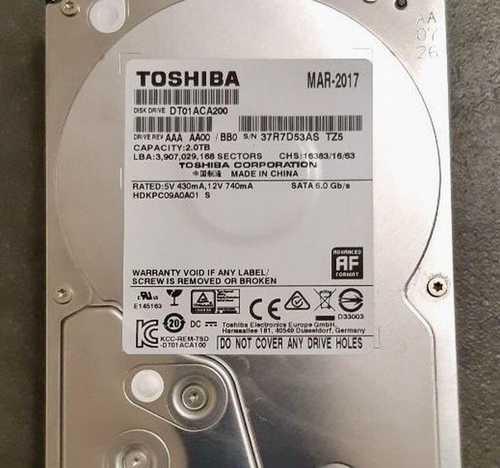 Жесткий диск 2тб toshiba DT01ACA200