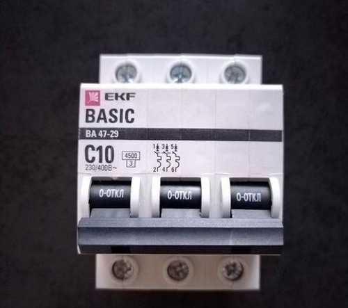 Автоматический выключатель 10А (С) 3п 4.5кА Basic