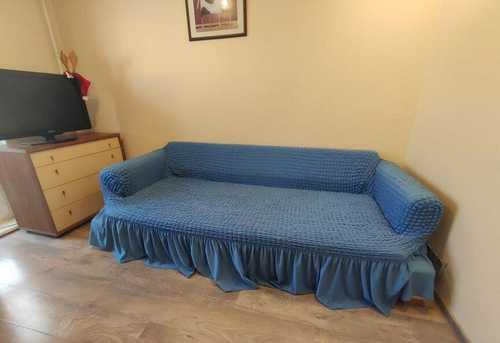 Большой диван Икеа с чехлом