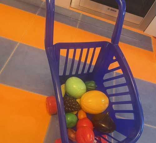 Тележка для супермаркета + овощи (игровой набор)