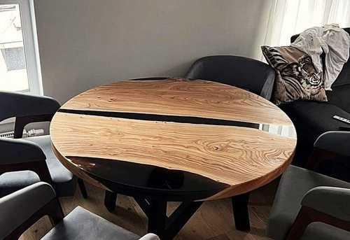 Круглый стол из дерева, стол из массива карагач