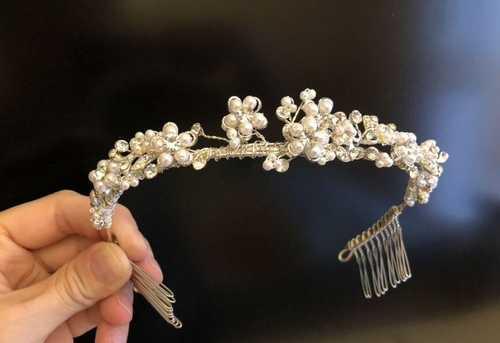 Свадебная диадема, серьги, ожерелье. Украшения