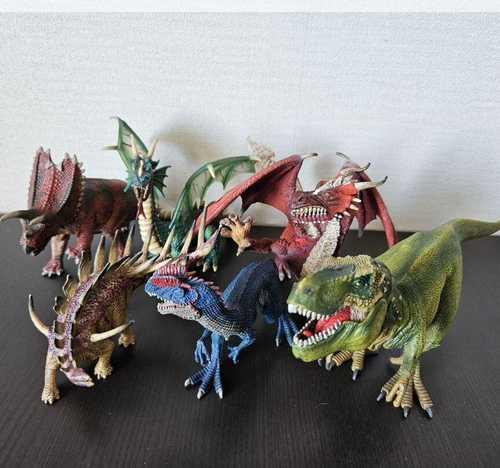 Фигурки schleich 2 дракона, 3 динозавра