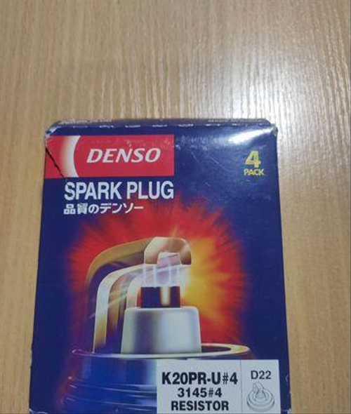 Свечи зажигания Denso K20PR-U заводской комплект4ш