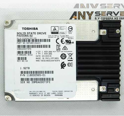 SSD 2,5" 1,92Tb SAS 12G Toshiba PX05SRB192