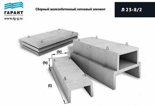 Лоток железобетонный Л 23-8/2