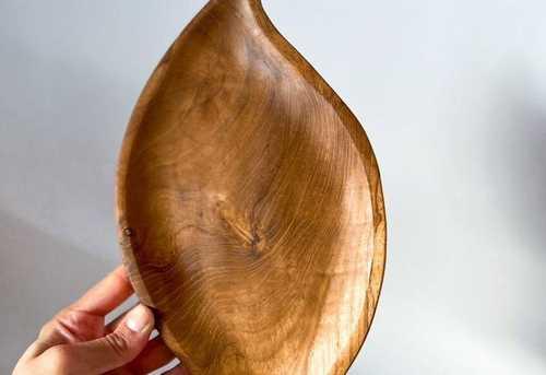 Блюдо лист из тикового дерева