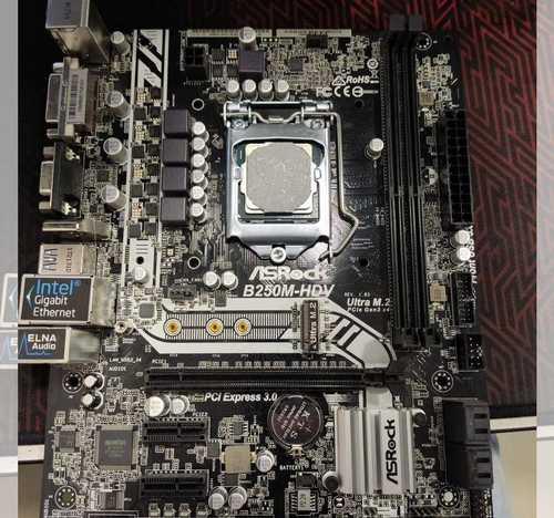 Материнская плата asrock b250m-hdv, 1151, m2, 2xDD