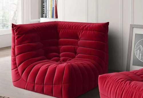 Бескаркасный угловой диван. Красный. Стандарт