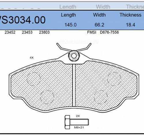 Jeenice WS3034.00 Колодки тормозные дисковые перед