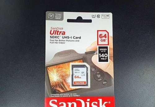 Карта памяти Sandisk Ultra sdxc 64 GB 140 MB/s