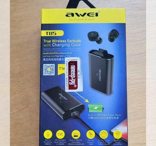 Беспроводные наушники и powerbank Awei T85