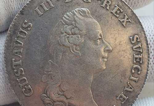 1 риксдалер 1782 года. Швеция. Густав 3. Талер