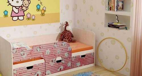 Кровать детская Минима 1,86м с ящиками (дуб атлант