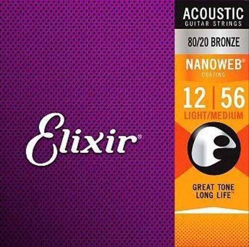 Струны для гитары Elixir 11077 NanoWeb Light-Mediu