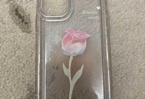 Чехол на iPhone 11 прозрачный с цветком