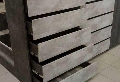 Комод 10 ящиков бетон серый