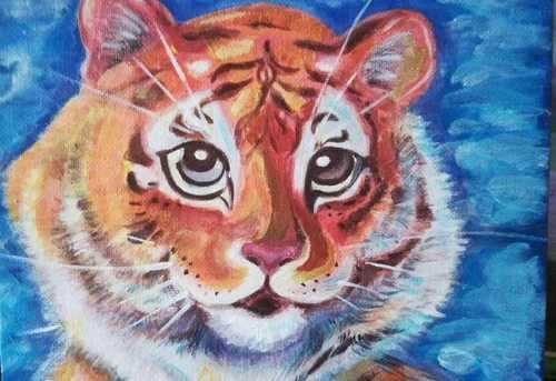 Картина акрилом #животные#Тигр
