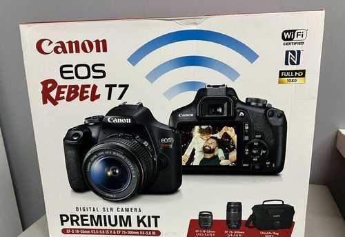 Новый Canon EOS Rebel T7 EF18-55mm + EF 75-300mm