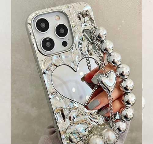 Чехол с цепочкой и зеркальцем iPhone 15 pro max