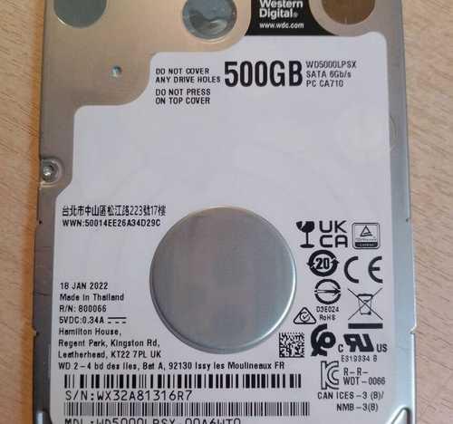 Продам Жёсткий диск Western Digital 500 gb 2.5