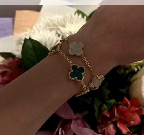 Браслет Van Cleef: золото 750 и малахит