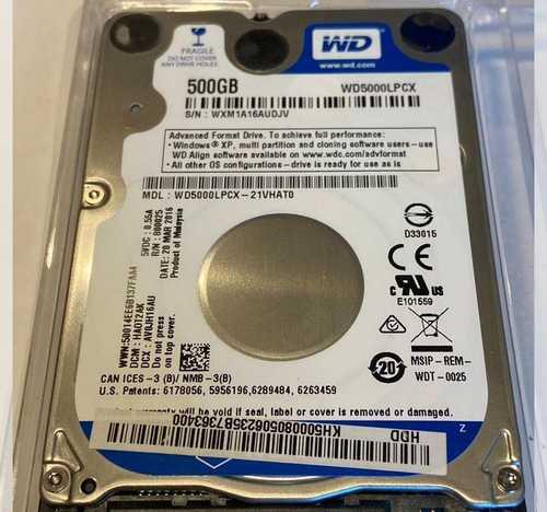 Жесткий диск WD Blue WD5000lpcx, 500гб, HDD, SATA