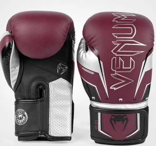 Перчатки боксерские Venum Elite Evo Burgundy/Silv