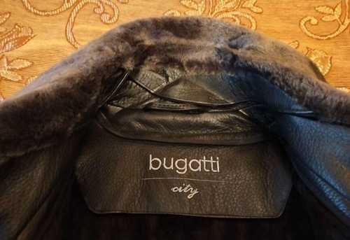 Пальто мужское кожаное на меху Bugatti, осень-зима