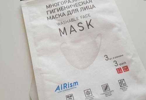 Новые многоразовые маски Uniqlo серые М размер