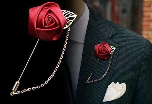 Стильная мужская брошь в форме цветка розы