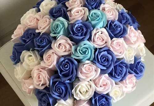 Букет из 55 мыльных роз на свадьбу, день рождения