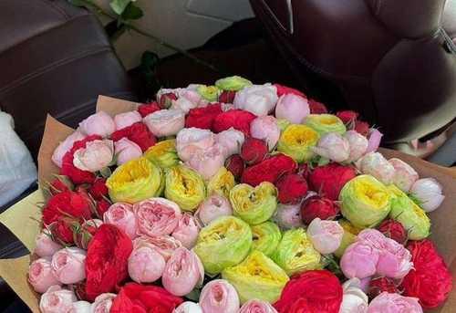 Кустовая пион.роза букет,букет цветов,доставка