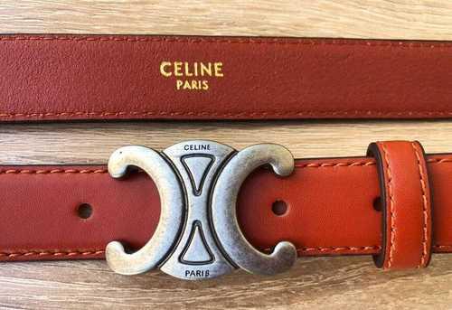 Ремень женский Celine Paris кожаный. Коричневый