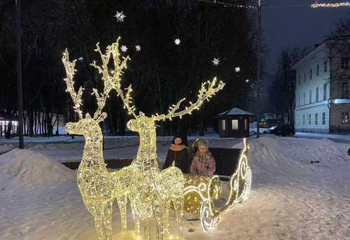 Светодиодные олени, снеговики, шары на Новый год