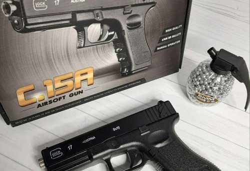 Детский пистолет металлический Glock17