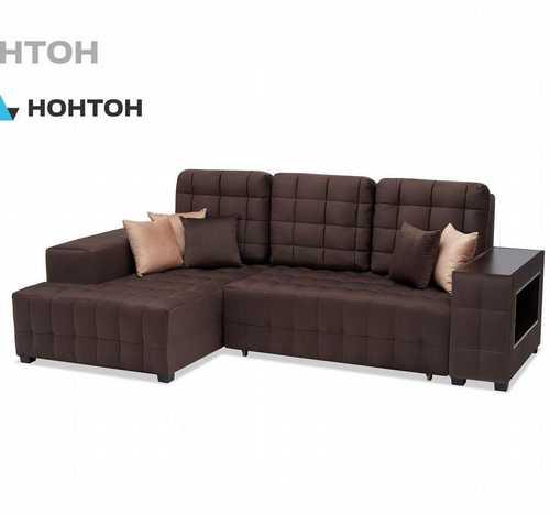 Диван угловой еврокнижка Мадрид микровелюр коричне