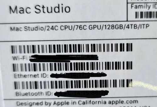 Apple Mac Studio M2 Ultra 76core/128Gb RAM/4Tb SSD