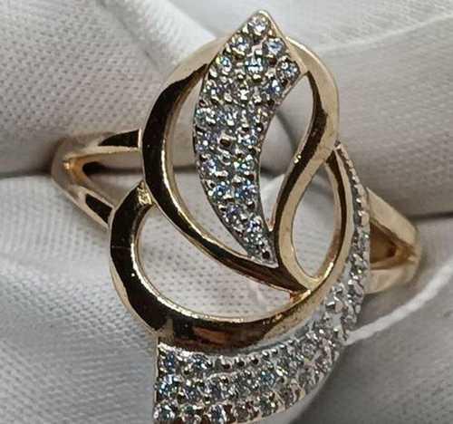 Золотое кольцо с россыпью камней 16,5 размер