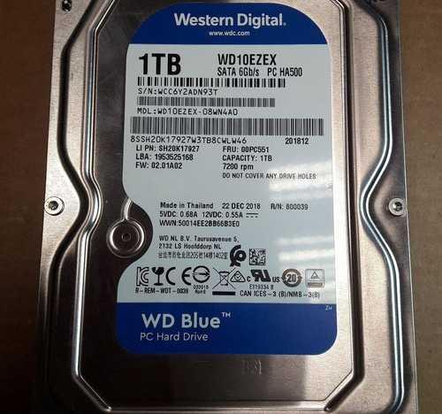 Жесткий диск Western Digital Blue на 1 Тб