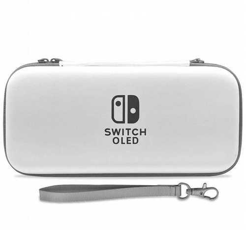 Чехол для Nintendo Switch oled (белый с серой молнией)