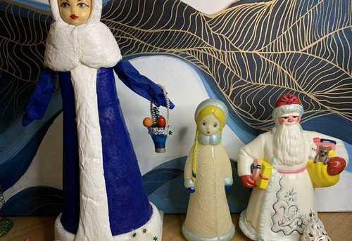 Дед мороз, снегурочка СССР игрушки под елку
