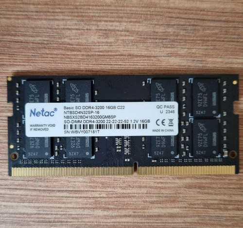 Оперативная память Netac SO DDR4 16 Gb 3200 MHz