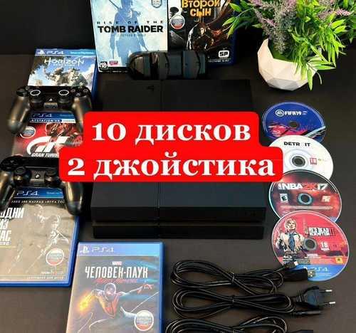 Sony PlayStation 4, 500 ГБ, 2 геймпада