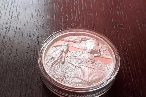 Раунд горельеф "Грабитель поезда" серебро 2 oz