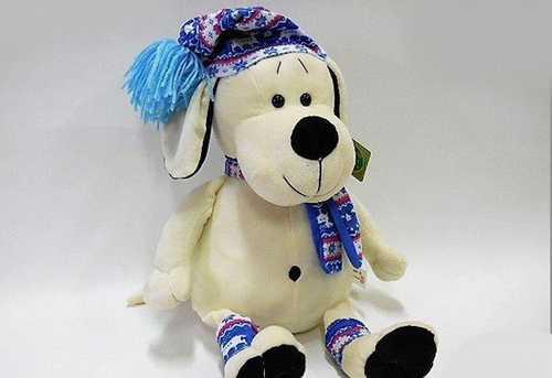 Мягкая игрушка Собака в шапке и шарфе 40 см