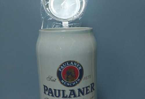 Оригинальная пивная Paulaner кружка керамика 1л